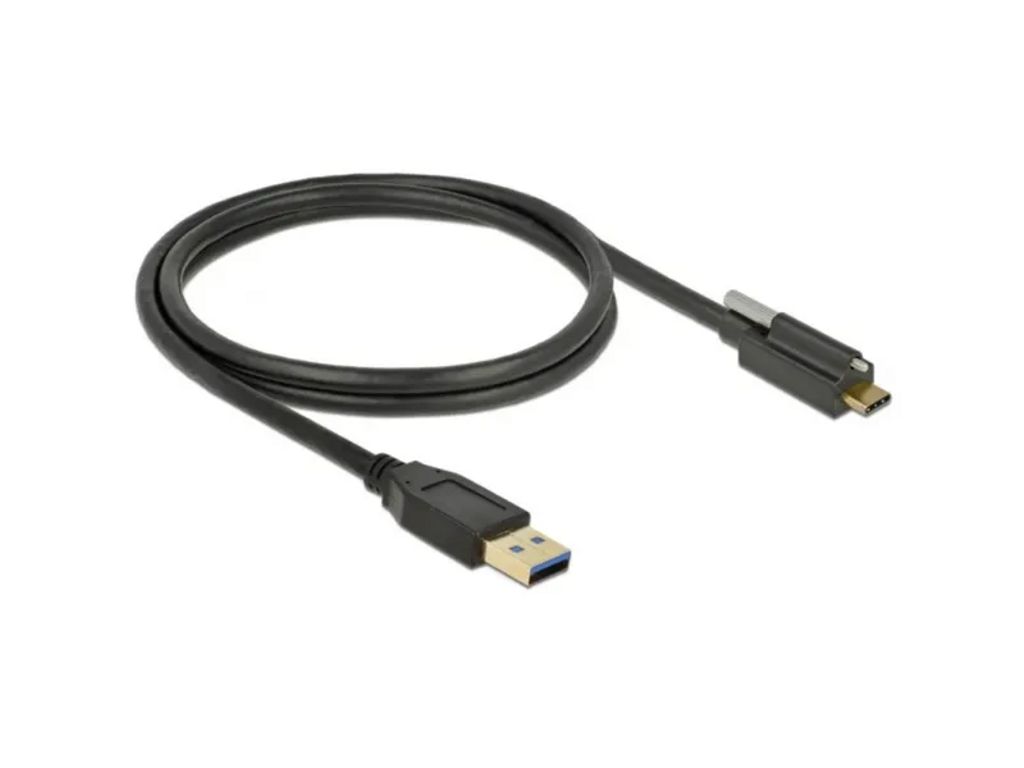 Delock SuperSpeed USB-A till USB-C-kabel med skruv, 10 bps, 1 m ...