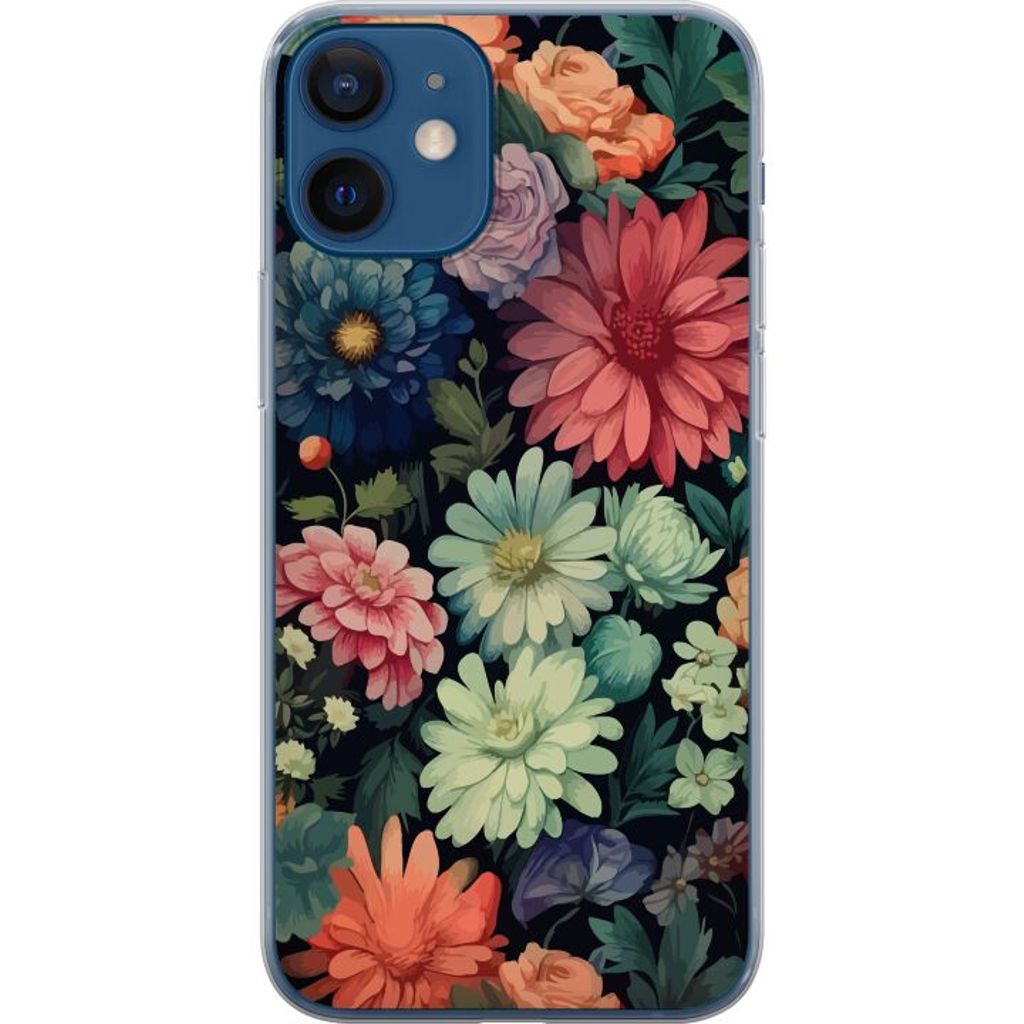 Apple iPhone 12 Transparent Mobilskal Färglada blommor
