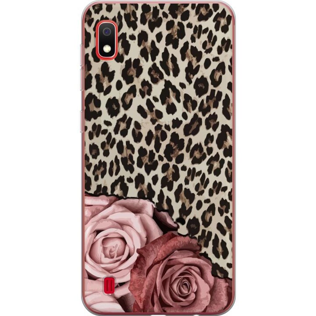 Samsung Galaxy A10 Transparent Mobilskal Leopardrosor