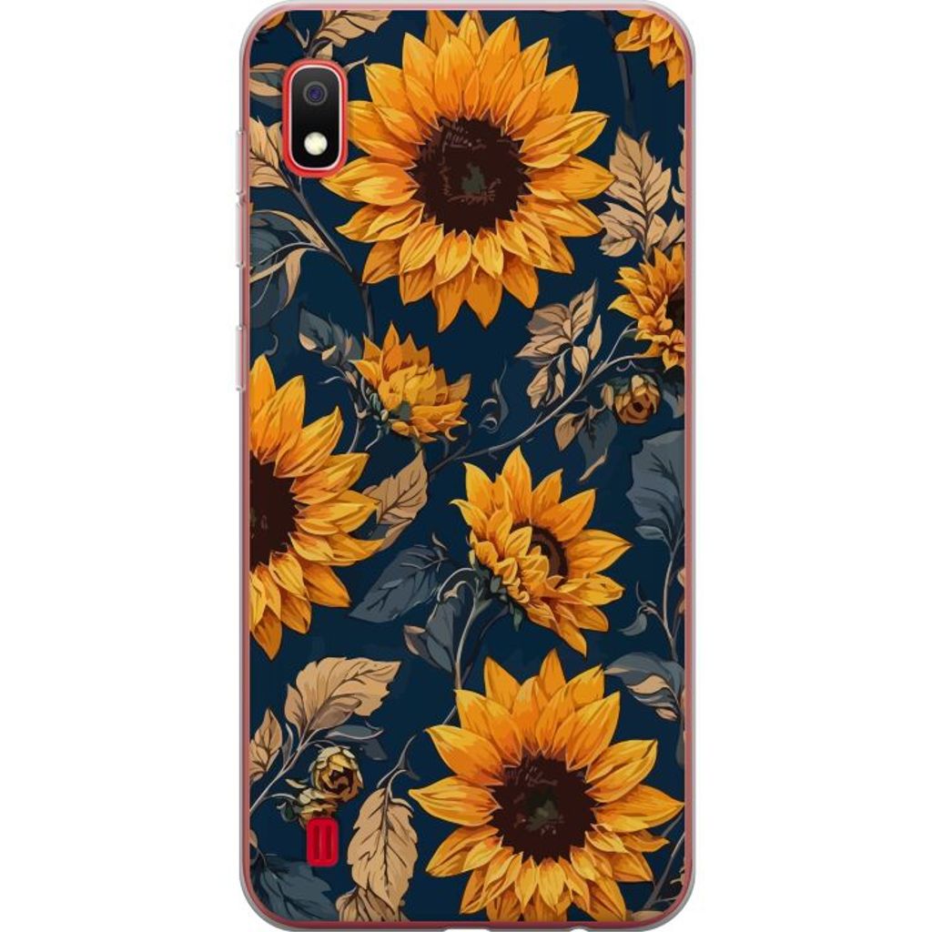 Samsung Galaxy A10 Transparent Mobilskal Solrosor