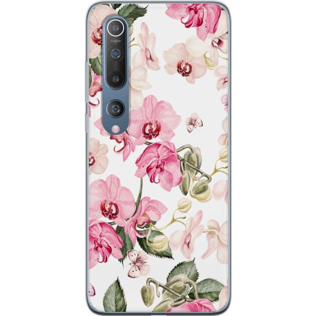 Xiaomi Mi 10 5G Transparent Mobilskal Rosa blommor