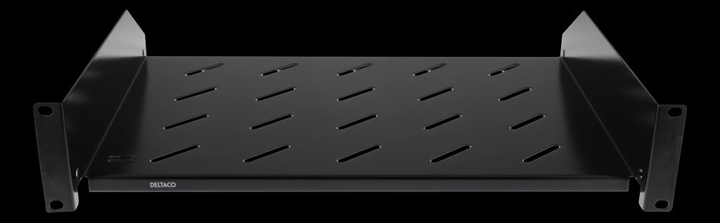 Deltaco 19" kiinteä hylly 2U 350mm max 15kg - musta - Tekniikkaosat.fi
