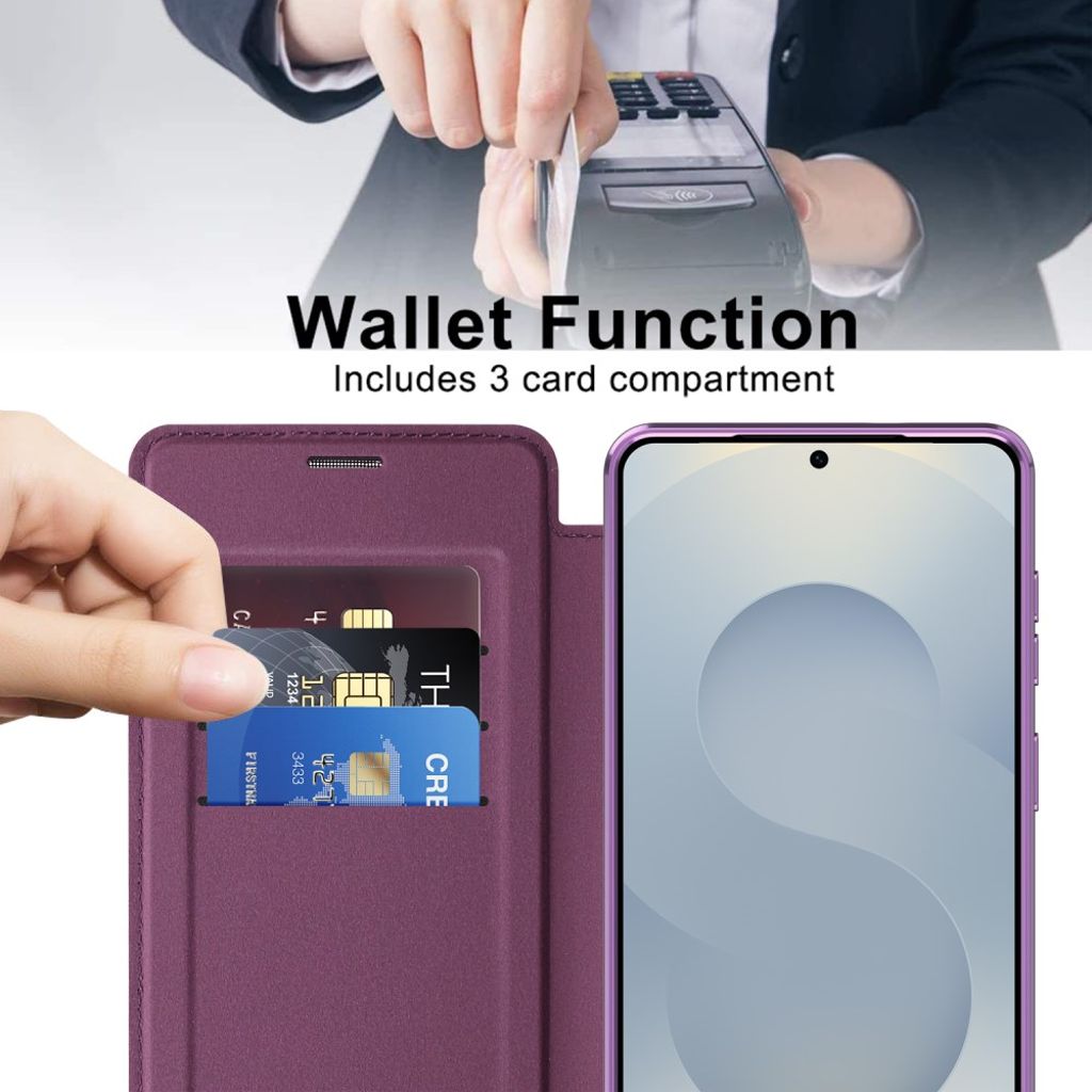Samsung Galaxy S26 Plus Wallet Cover RFID Blocking - Dark Purple ...