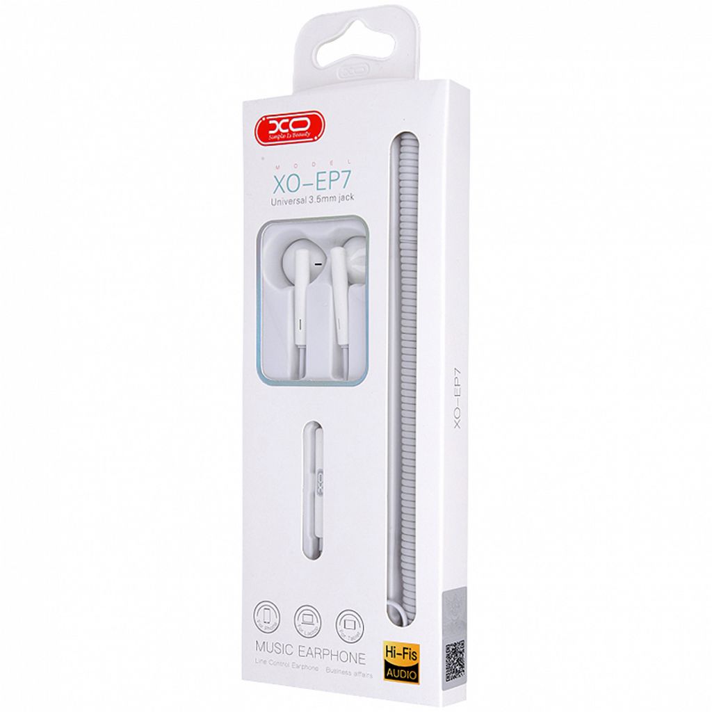 XO Design EP7 kuulokkeet 3.5mm, 1.2m - Valkoinen - Tekniikkaosat.fi
