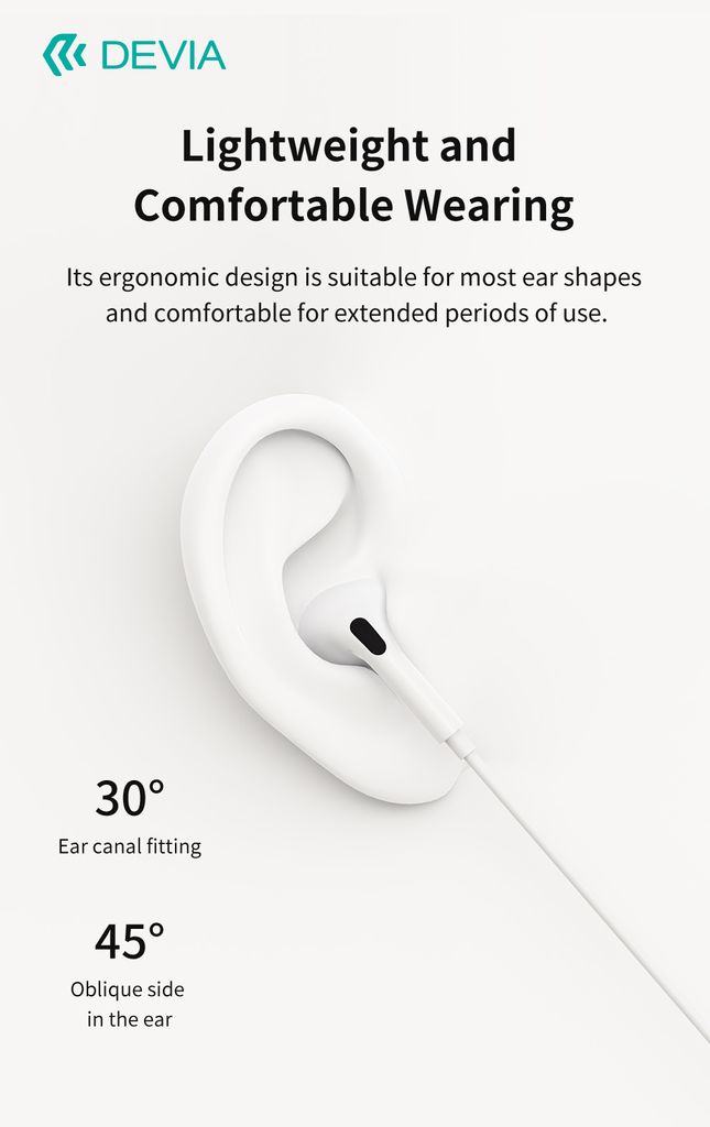 Devia Kintone A2 Hörlurar Trådbundna USB-C - Vit - Teknikdelar.se