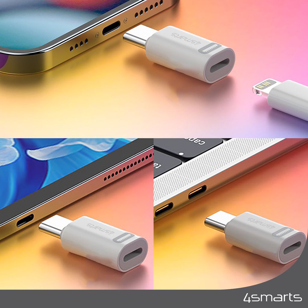 4Smarts Lightning till USB-C laddningsadapter 27W PD, 2-pack - Vit ...