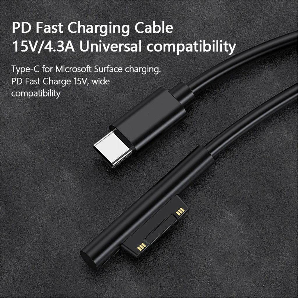 SIGN USB-C - Microsoft Surface -kaapeli 65W 1,5m musta - Tekniikkaosat.fi