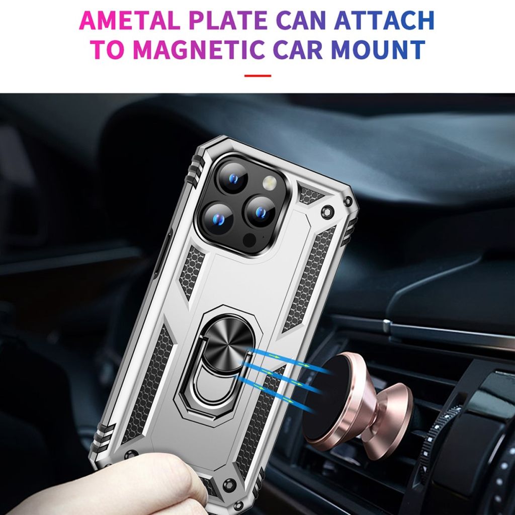 IPhone 15 Pro case with a magnetic holder - Silver | Spares.se