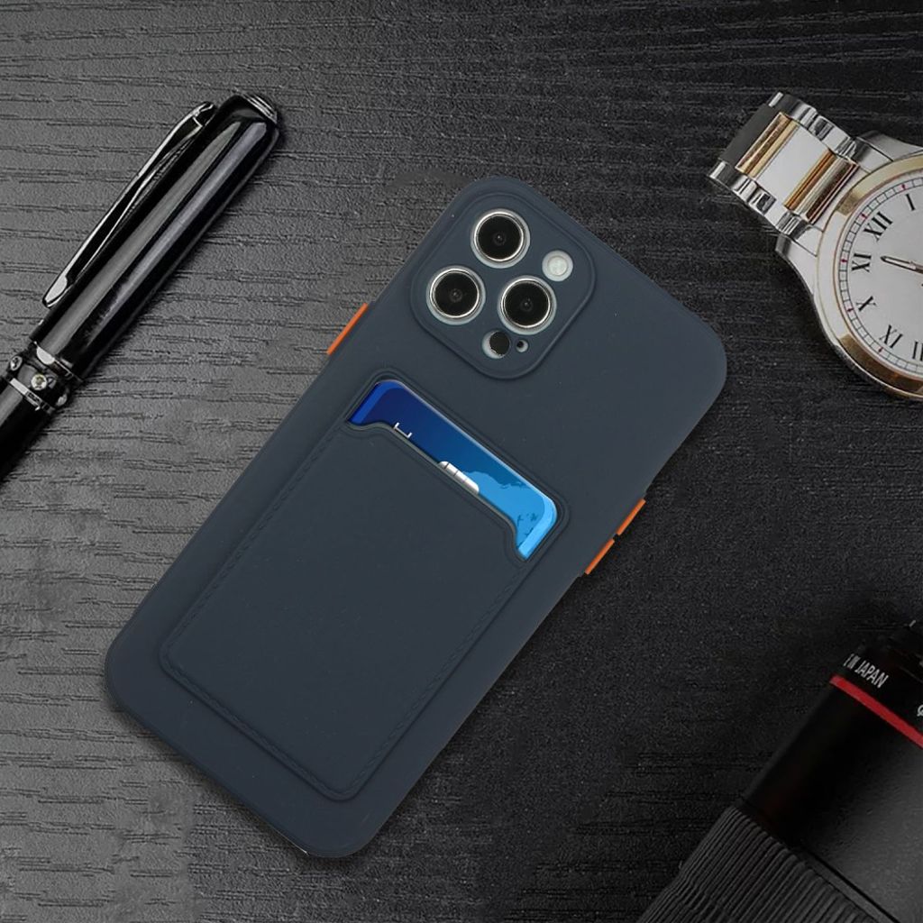 iPhone 15 Pro Max Case with Card Holder - Dark Blue | Spares.se