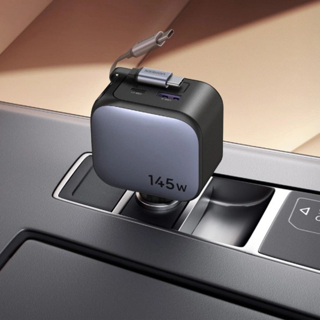 Ugreen Nexode autolaturi 145W, 3-porttinen, USB-C-kaapelilla - musta ...