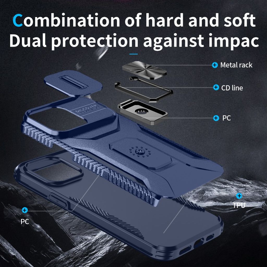 iPhone 14 Pro Max Kuori Slide-kamerasuojalla Sininen - Tekniikkaosat.fi